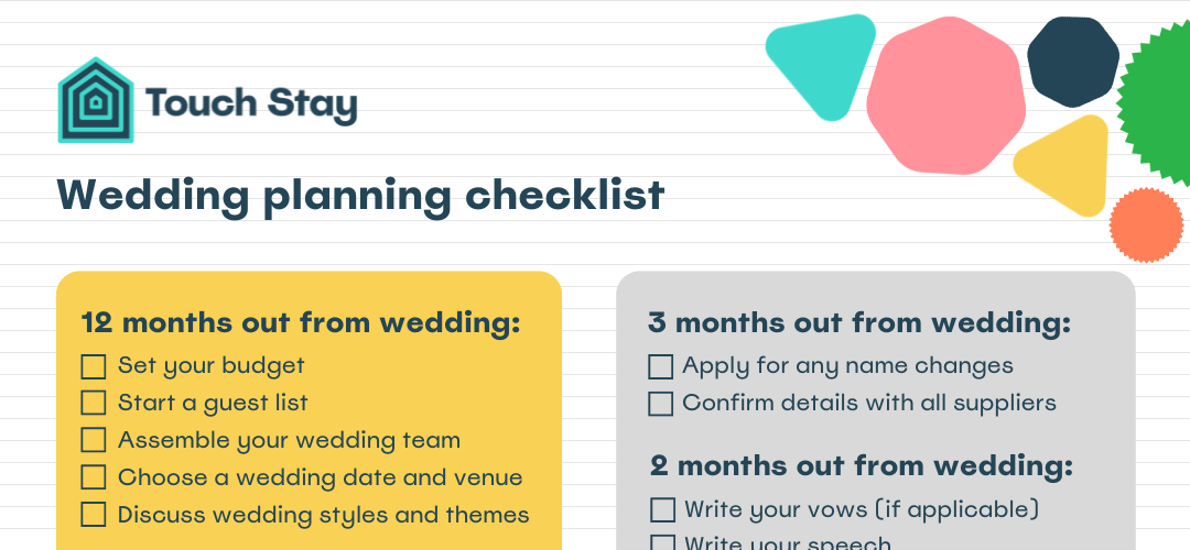 A full wedding planning checklist and timeline for 2024 | Touch Stay | Touchstay